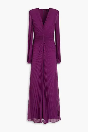 Badgley Mischka Plissé Georgette Gown