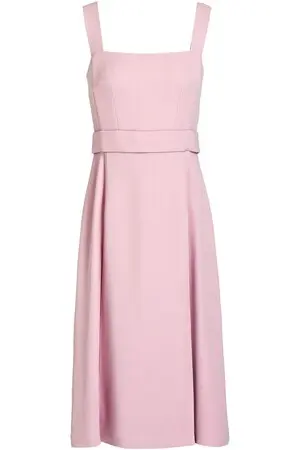 Dolce & Gabbana Belted Pleated Stretch-crepe Midi Dress