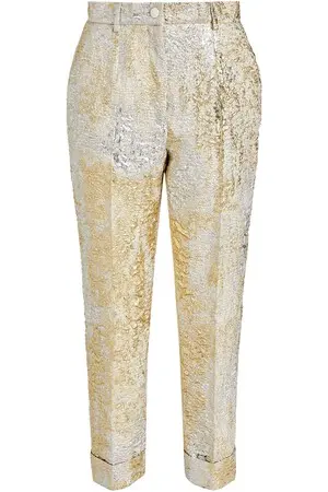 Dolce & Gabbana Cropped Tapered Brocade Pants