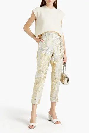 Dolce & Gabbana Cropped Tapered Brocade Pants