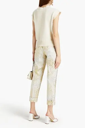 Dolce & Gabbana Cropped Tapered Brocade Pants