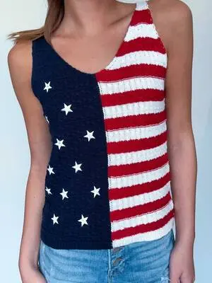 Staccato American Flag Sweater Tank In - Multi