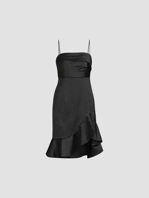 UNGARO Xandra Hotfix Satin Sleeveless Minidress - Black