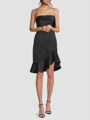UNGARO Xandra Hotfix Satin Sleeveless Minidress