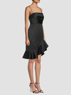 UNGARO Xandra Hotfix Satin Sleeveless Minidress