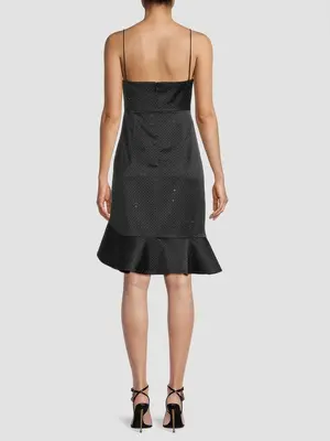 UNGARO Xandra Hotfix Satin Sleeveless Minidress