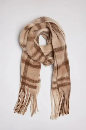 Velvet By Graham & Spencer Cozy Plaid Scarf - Natural
