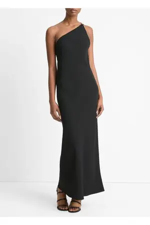 Vince Sphere-Detail One-Shoulder Dress - Black