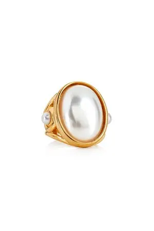 KENNETH JAY LANE Pearl Cabochon Ring - Gold