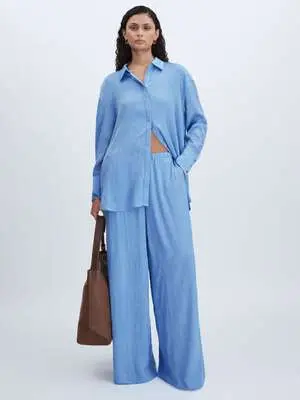 Significant Other Crinkle-satin Wide-leg Trousers