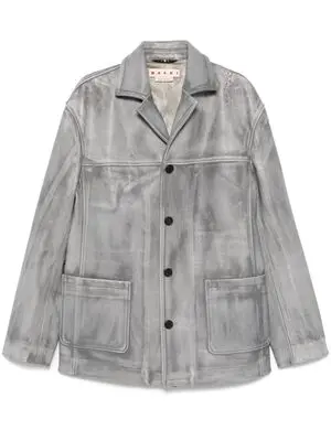 Marni Faded-effect Leather Coat