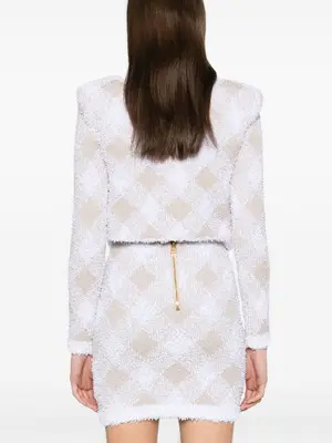 Balmain Gingham Tweed Jacket - White