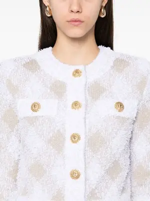 Balmain Gingham Tweed Jacket - White