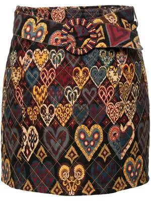 Farm Rio Hearts Ikat Skirt - Blue