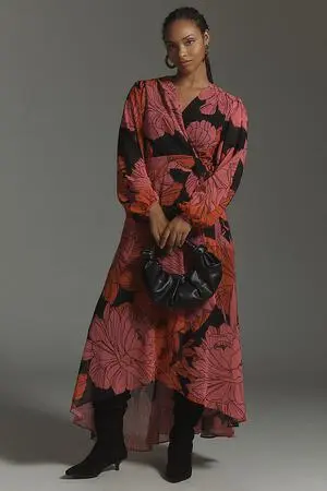 HUTCH Bridge Long-sleeve Wrap Maxi Dress