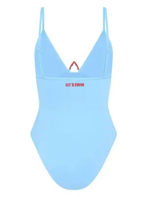 LET'S SWIM Shark Logo One-piece Swimsuit - Blue