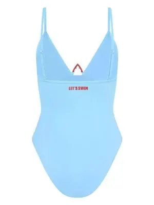 LET'S SWIM Shark Logo One-piece Swimsuit - Blue