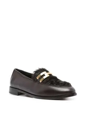 AQUAZZURA Shearling-trim Loafers - Brown