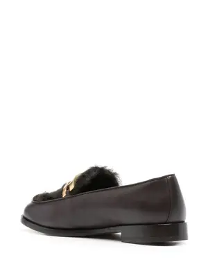 AQUAZZURA Shearling-trim Loafers - Brown
