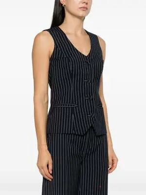 MITILIANE COUTURE Pinstriped Vest - Blue