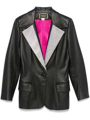 MITILIANE COUTURE Crystal-embellished Faux-leather Blazer - Black