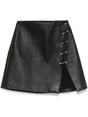 MITILIANE COUTURE Piercing-detail Leather A-line Skirt - Black