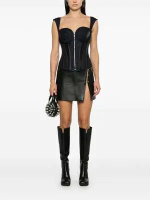 MITILIANE COUTURE Piercing-detail Leather A-line Skirt