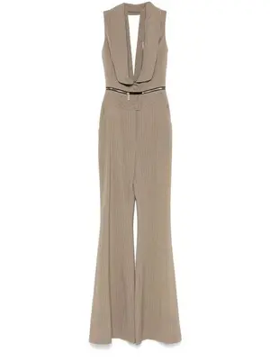 MITILIANE COUTURE Striped Zipped Jumpsuit - Green