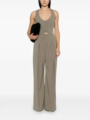 MITILIANE COUTURE Pinstriped Wide-leg Trousers - Green