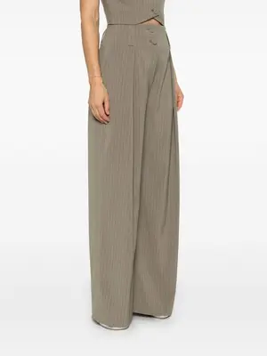 MITILIANE COUTURE Pinstriped Wide-leg Trousers - Green