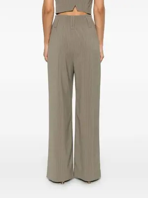 MITILIANE COUTURE Pinstriped Wide-leg Trousers - Green