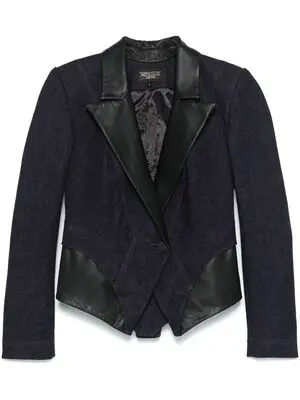 MITILIANE COUTURE Leather-inserts Panelled Blazer - Black