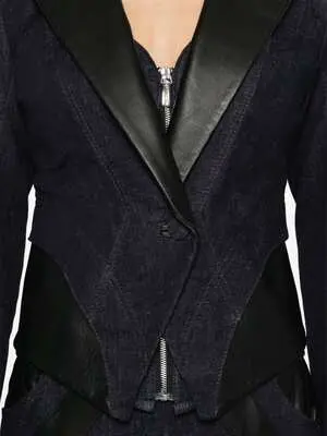 MITILIANE COUTURE Leather-inserts Panelled Blazer - Black