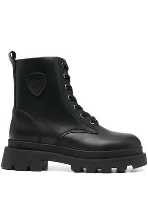 BLAUER. Faux Leather Combat Boots