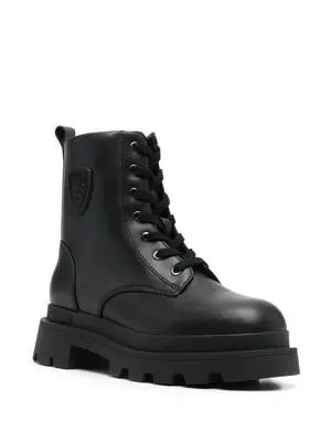 BLAUER. Faux Leather Combat Boots