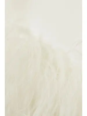 16Arlington Minelli Strapless Feather-trimmed Midi Dress - White