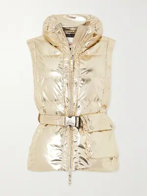 JETSET Gardena Belted Quilted Padded Metallic Ski Vest