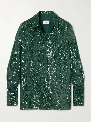 Erdem Sequined Chiffon Shirt - Green