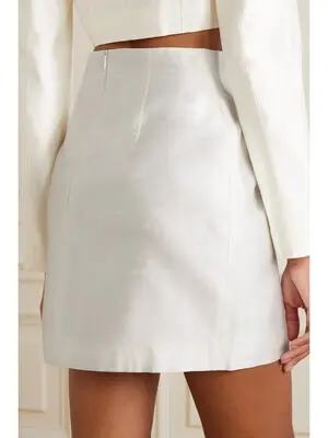 RASARIO Ruched Silk Mini Skirt