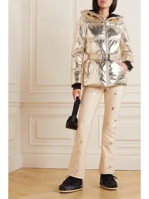 JETSET Chamonix Belted Quilted Padded Metallic Shell Jacket