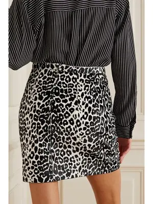 Michael Kors Leopard-print Calf Hair Mini Skirt