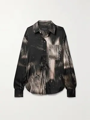 LOUISA BALLOU Oversized Printed Stretch-silk Shirt