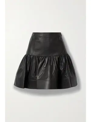 JASON WU Ruffled Tiered Leather Mini Skirt