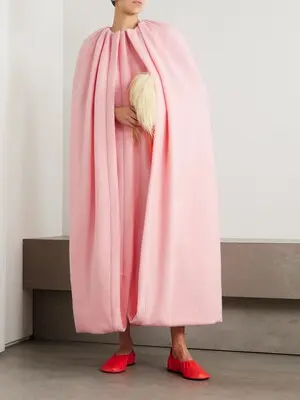 JIL SANDER Cape-effect Draped Wool-blend Coat