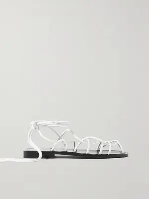 Khaite Lyon Leather Gladiator Sandals - White
