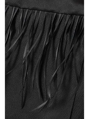 MAXIMILIAN Tasseled Hammered Silk-satin Skirt