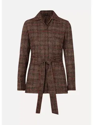 Akris Belted Checked Wool Jacket