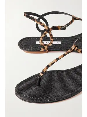 AQUAZZURA Leopard-print Calf Hair Sandals - Animal Print