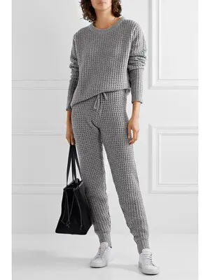 MADELEINE THOMPSON Oceanus Waffle-knit Track Pants