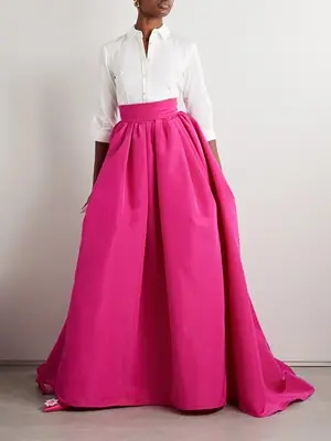 Carolina Herrera Pleated Silk-faille Maxi Skirt